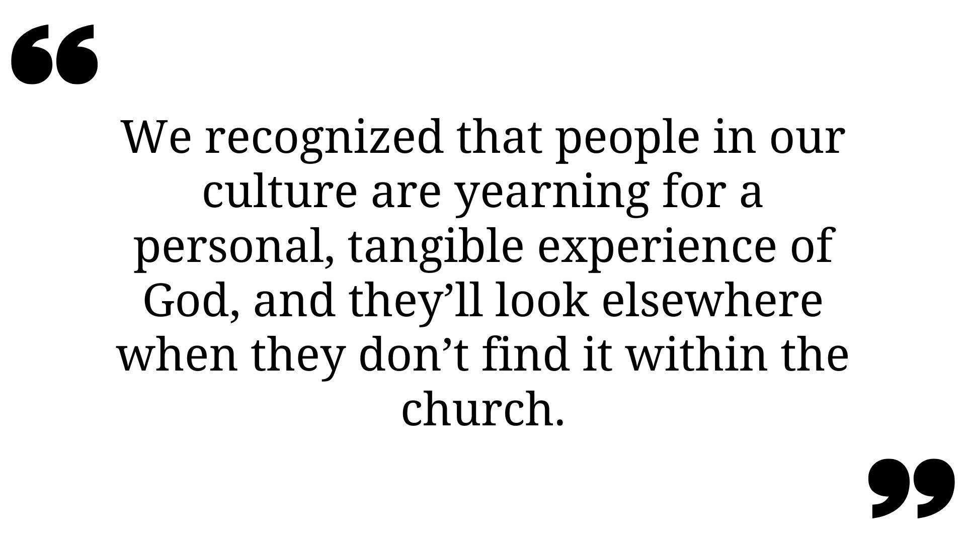 Cultivating an experiential church - The Presbyterian Outlook